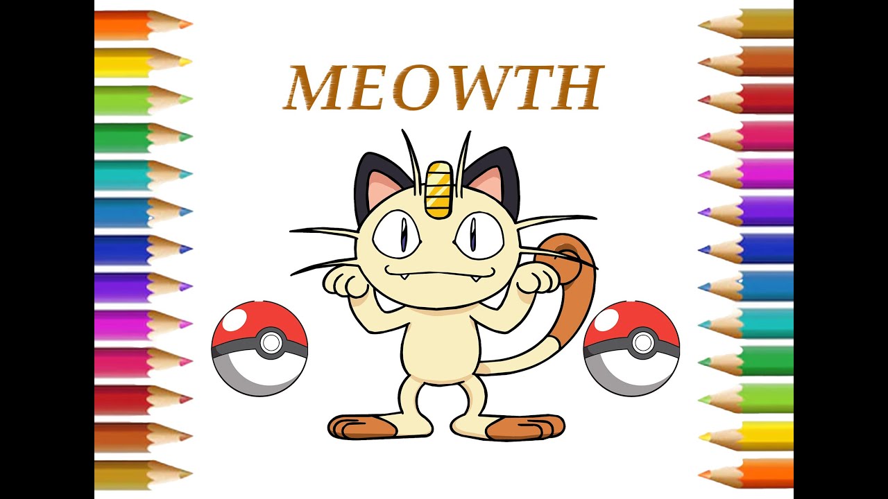 Pokemon, How To Draw Meowth/ Simple Coloring And Drawing /Drawing Step ...