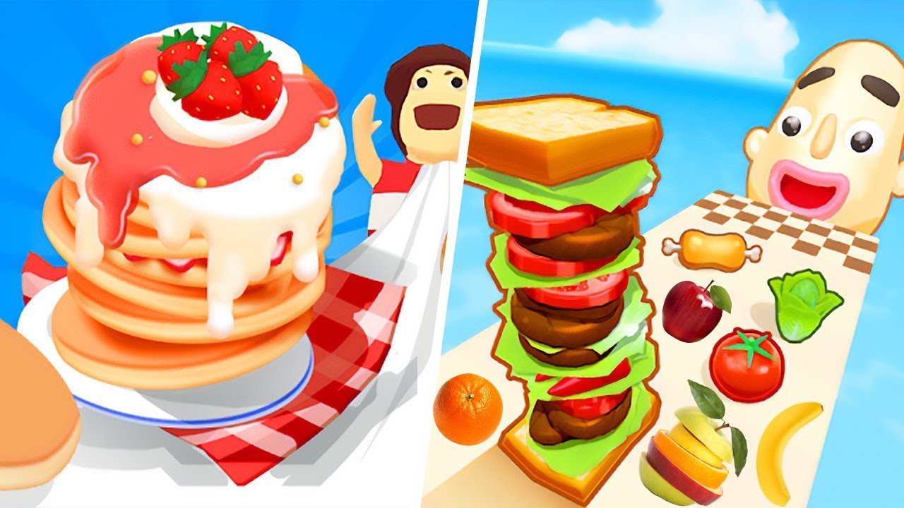 Pancakes Run VS Sandwich Runner 🥪🍖🌶🥬 All Levels Gameplay Walkthrough ...