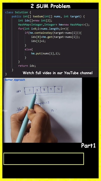 2 Sum Problem Two Sum Leetcode Amazon Interview Question Java Telugu Dsa Coding Shorts