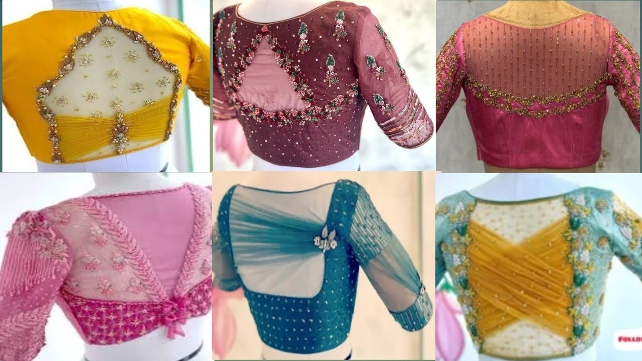 Net blouse back neck designs. blouse neck designs. maggam work designs ...