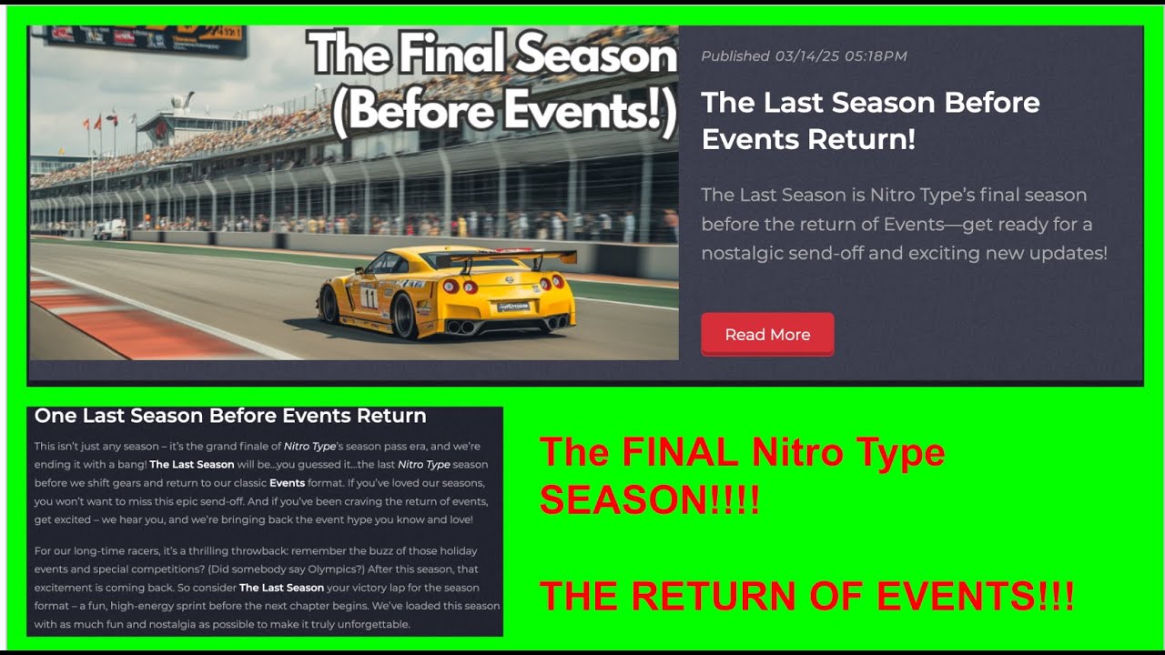 Nitro Type's FINAL SEASON?!?!? - YouTube