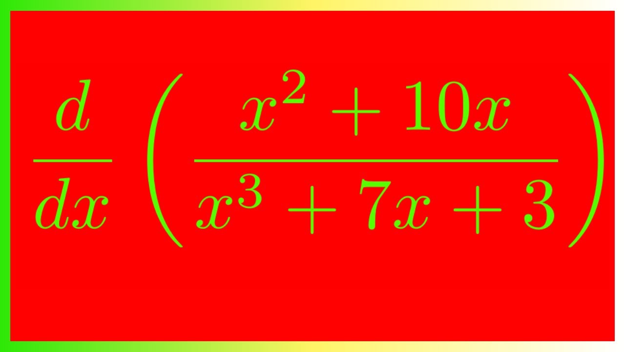 Derivada de função com fração - Regra do Quociente - Exercício ...