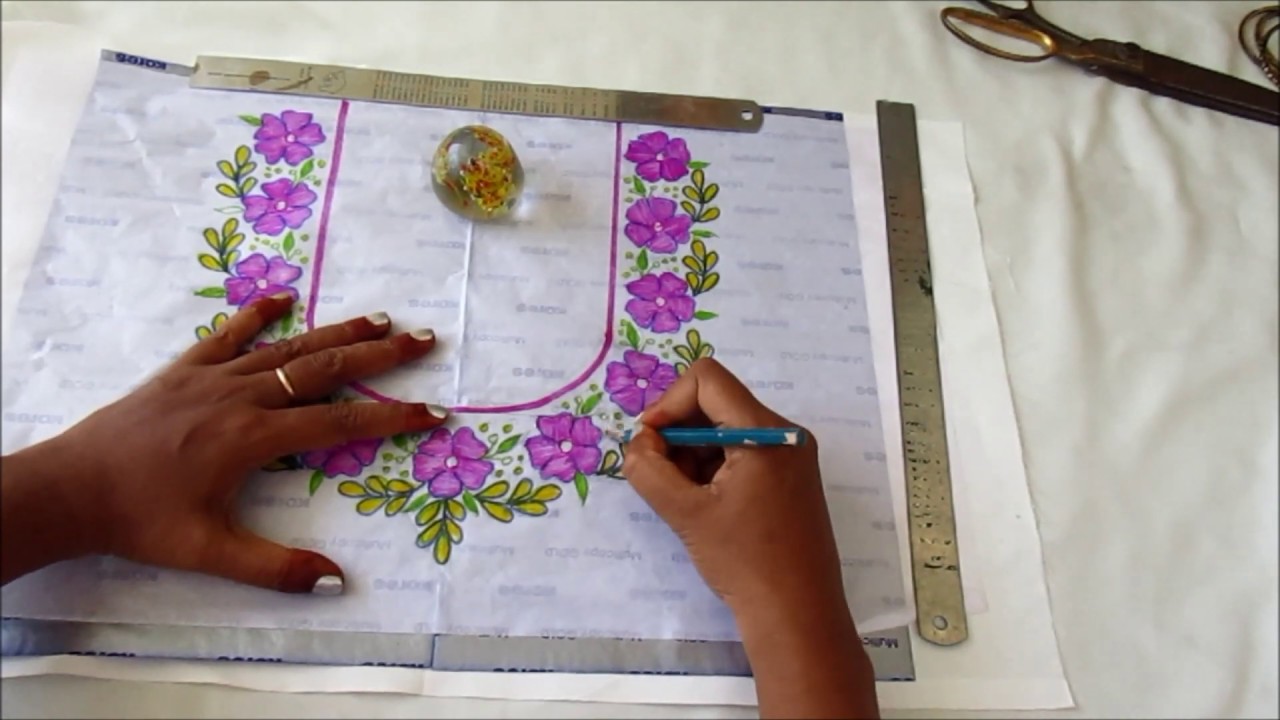 Neck Design Tracing On Fabric Aari Maggam Work Embroidery Work
