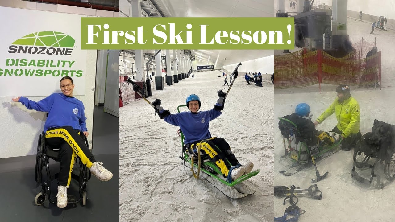 MY FIRST SIT SKI LESSON// Adaptive Skiing - YouTube