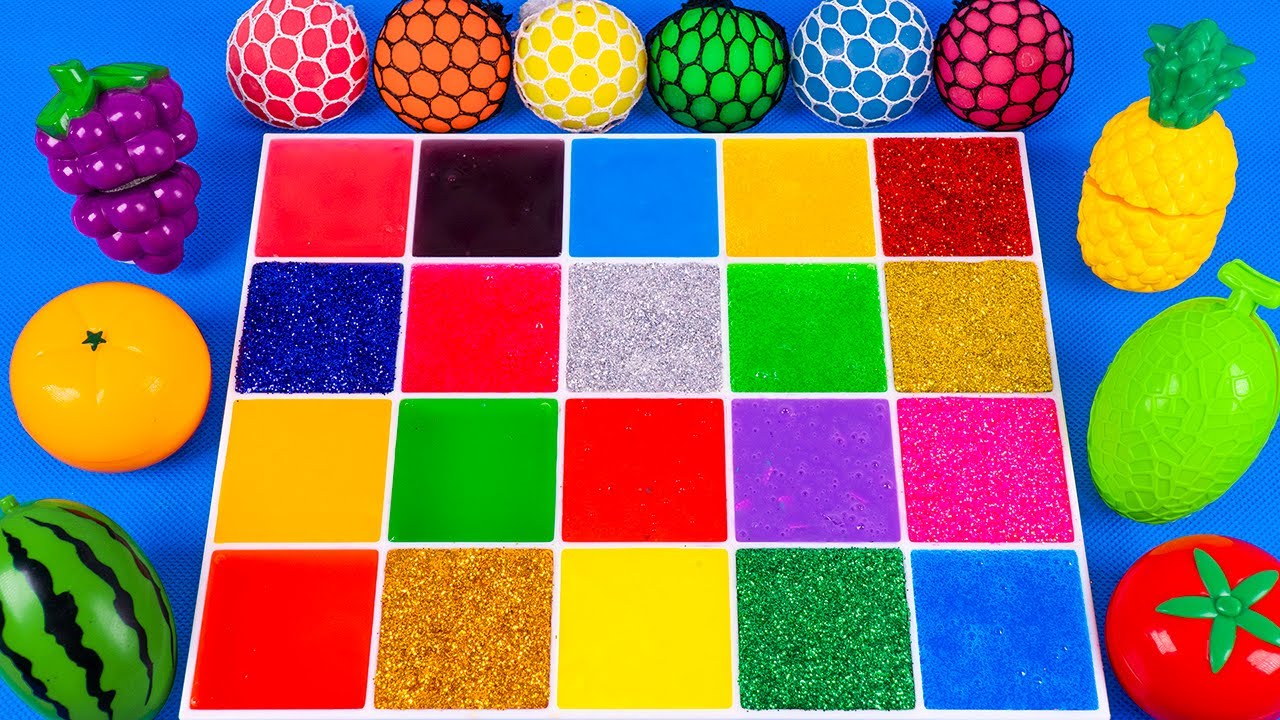 Rainbow Fruit & Glitter Mixing Random Cute Slime | Rainbow Makeup Slime ...