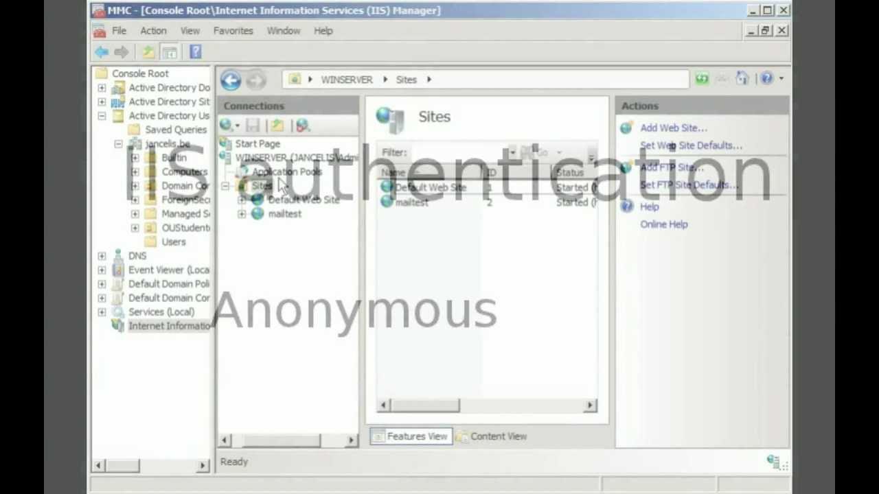 IIS anonymous authentication configuration example - YouTube