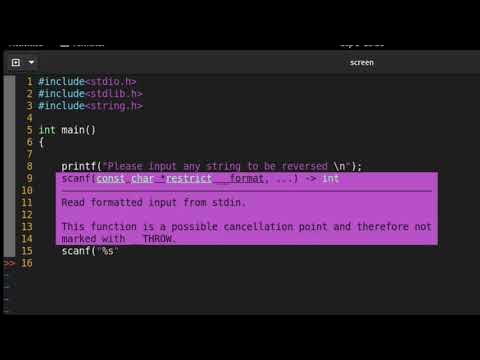 C Programming: Reversing String inputs ( w/ malloc & pointers) via VIM / GNU SCREEN - YouTube