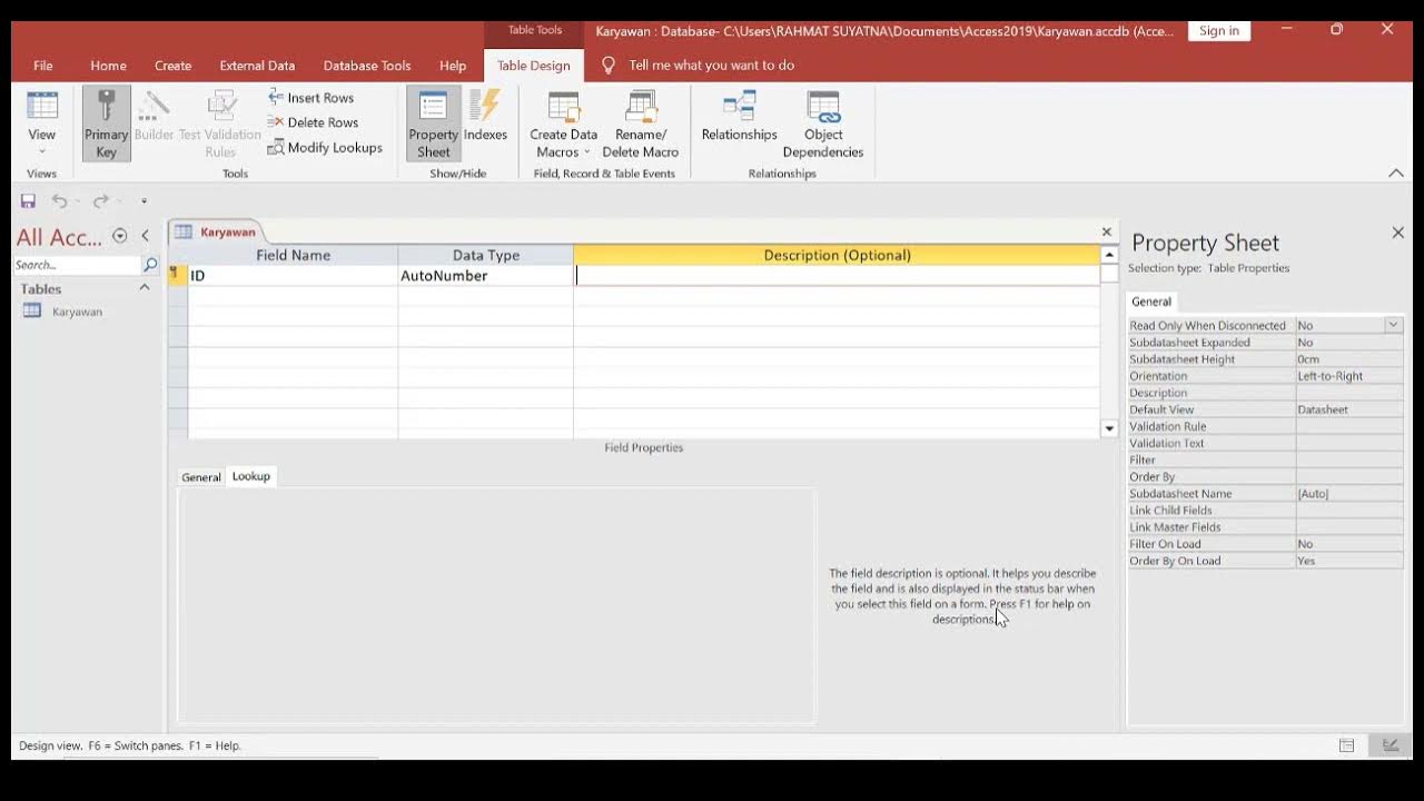 Video 1 Membuat Tabel dengan MS Access 2019 - YouTube