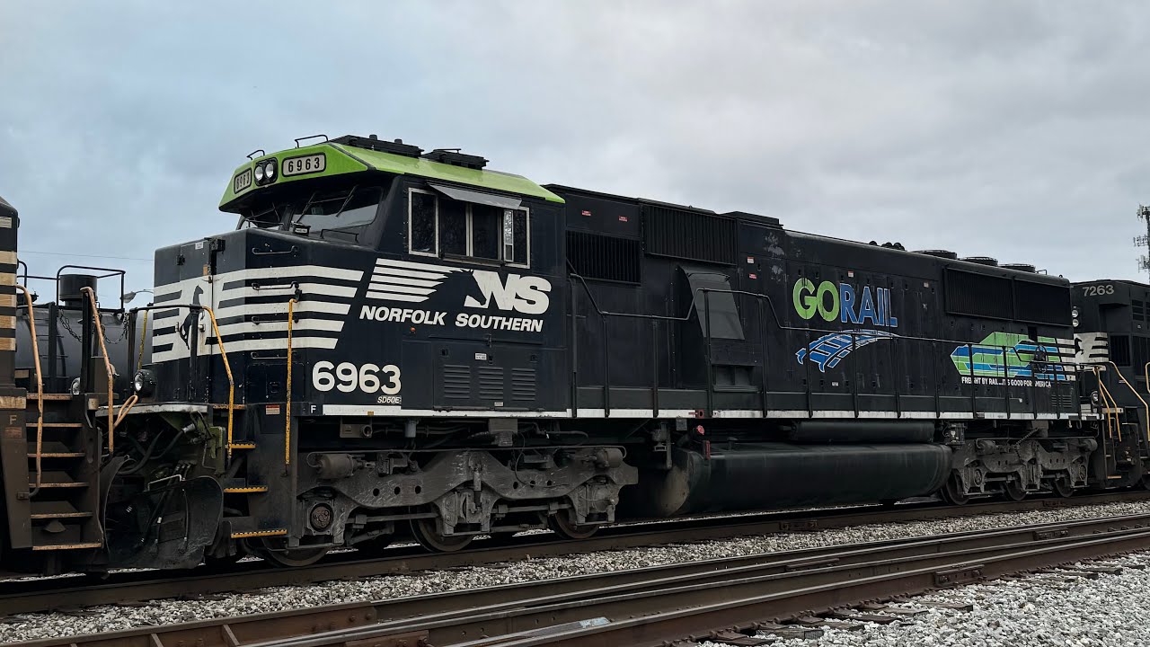 Norfolk southern 170 with go-rail (6963) trailing 4th! - YouTube