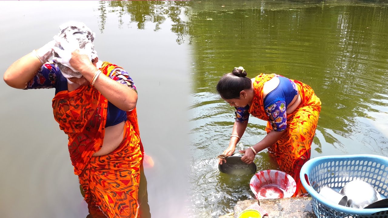 Dishes Cleaning New Saree Bathing Vlog & Hair Washing Shampoo ||# ...