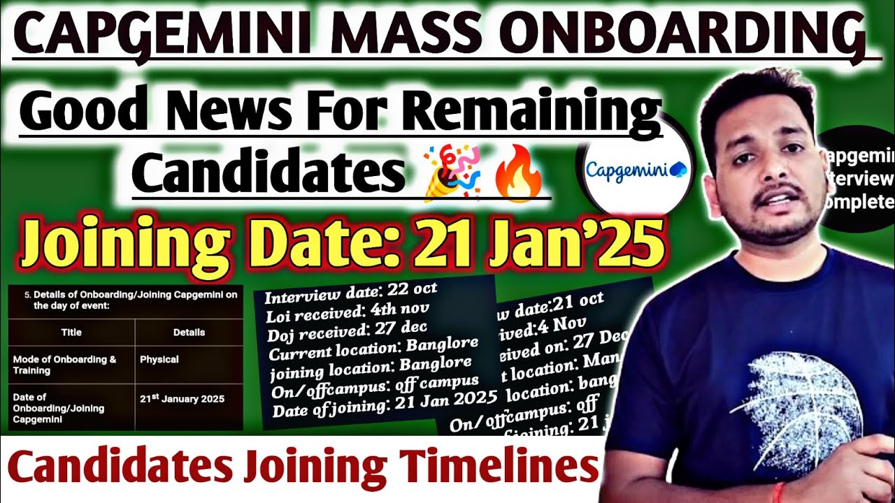 Good News: Capgemini Start Sending Onboarding/Joining Mail | Candidates ...