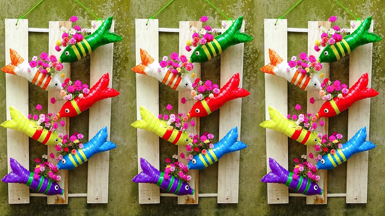 Make Hanging Fish Flower Pots for Garden | Recycle Plastic Bottles into ...