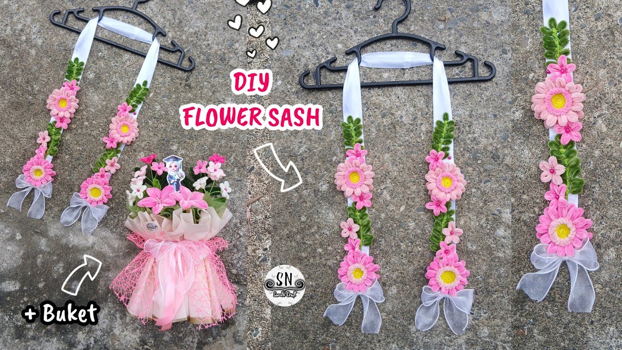 DIY FLOWER SASH for Graduation with PIPE CLEANER | Tutorial Kalung ...
