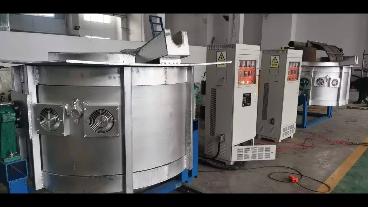 Aluminum induction melting furnace, IGBT furnace to casting ingot - YouTube