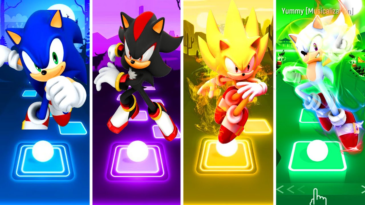 Sonic VS Shadow VS Super Sonic VS Hyper Sonic | Tiles Hop - YouTube