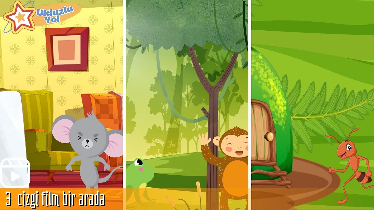 3 cizgi film: Fil və Siçan balası, Meymun və Qurbağanın günləri ...