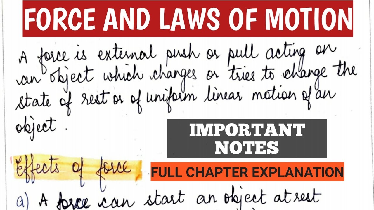 Class 9 Physics Notes Chapter 9 || Force and Laws of Motion | CBSE ...