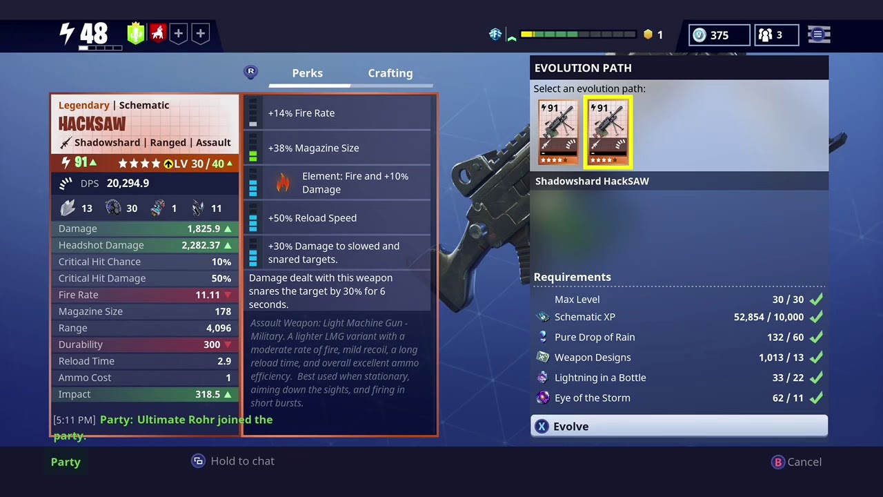Evolving My HackSaw To 106 Fortnite Save The World - YouTube
