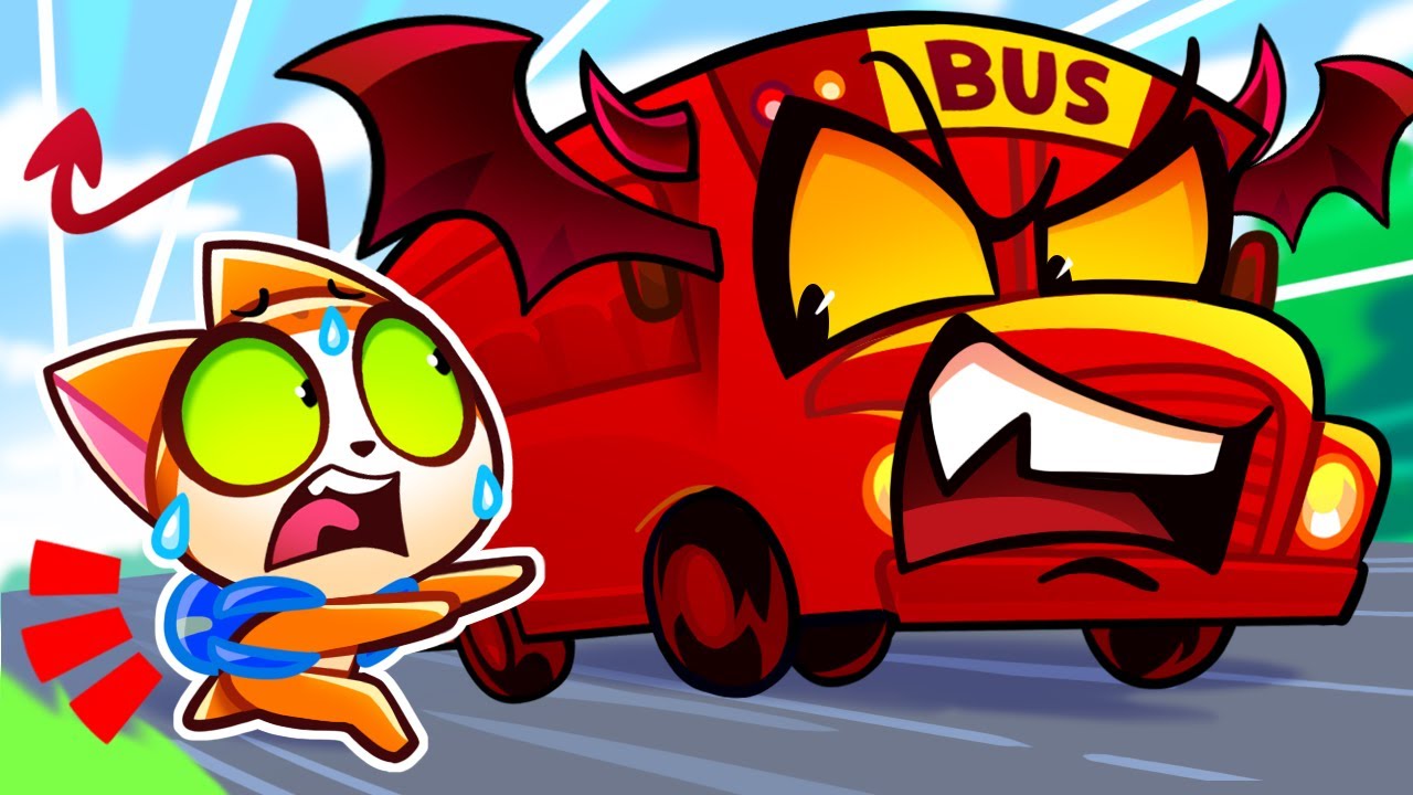 😈 Demon Bus VS Angel Bus | School Bus Stories for Kids by Purr-Purr😻 ...