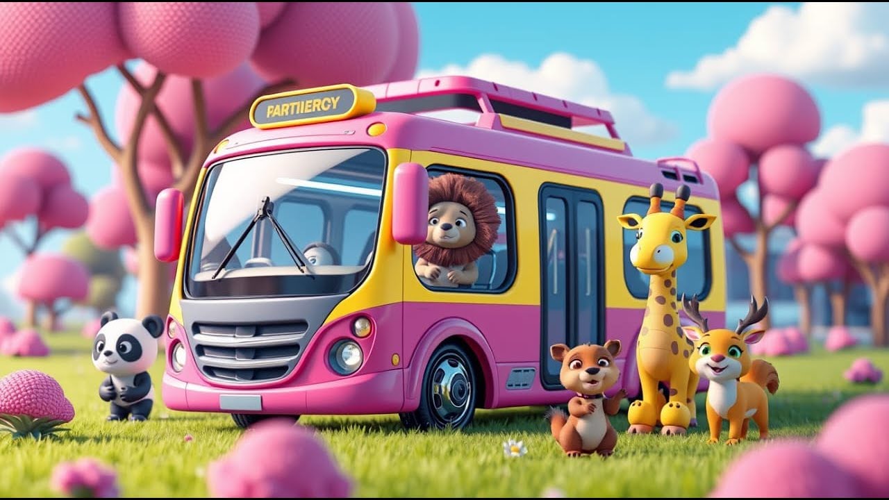 Wheels on the Bus | Kids Songs | Animal Bus - YouTube
