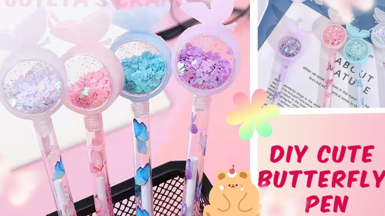 Diy cute butterfly pen🦋/butterfly pen🌸/pen decorations🖊️#craft #cute # ...