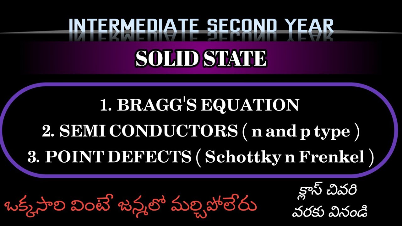 Solid State Full chapter || Bragg's Equation n Semiconductors n ...