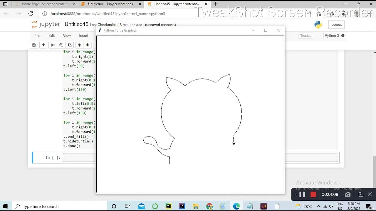 Github logo in Python || Python turtle graphics in Gujarati #pythonturtle #python #github - YouTube