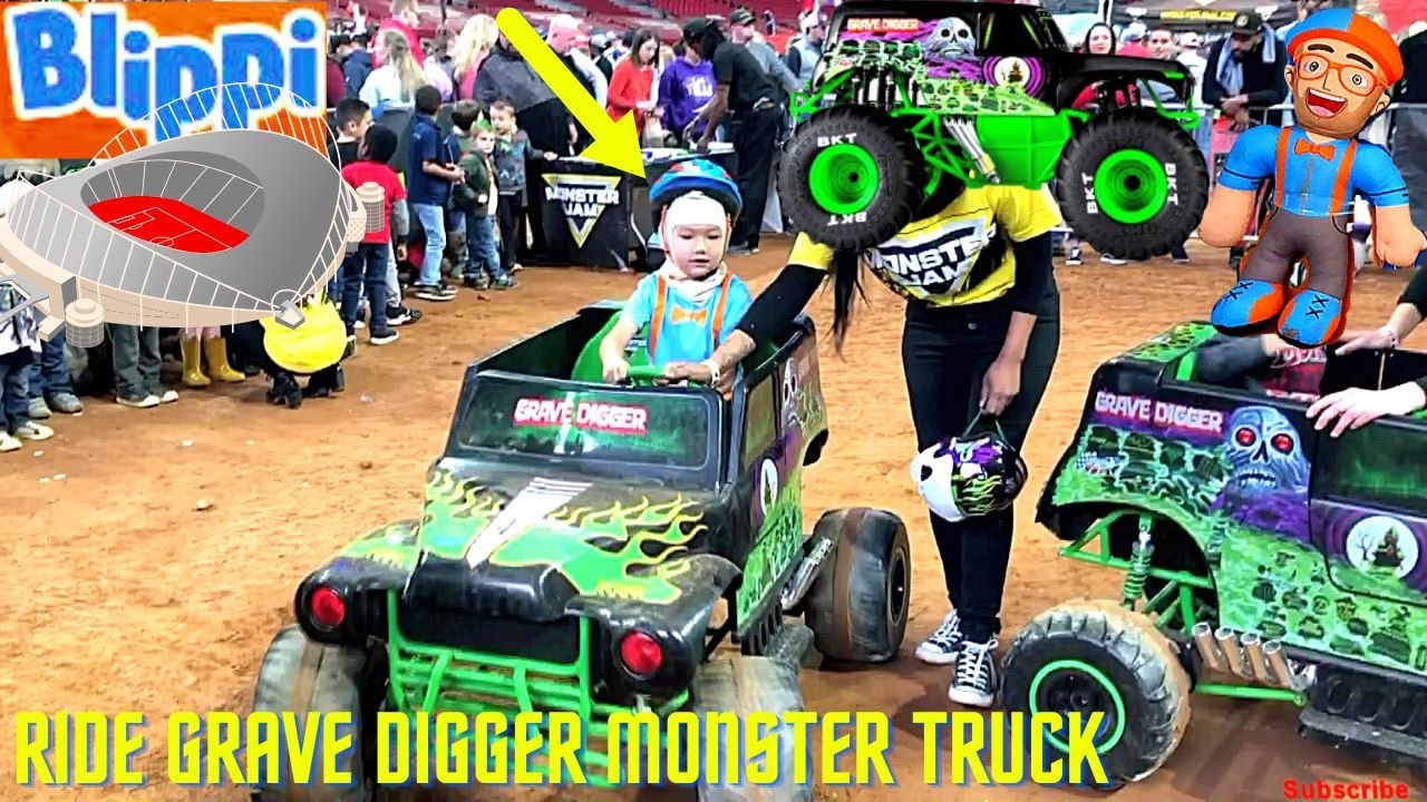 Blippi's No.1 Fan & Follower Rides Grave Digger Monster Truck | Visual ...
