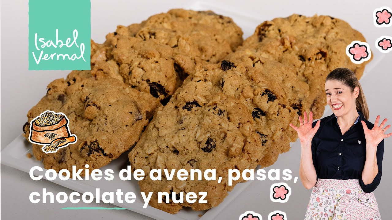 Galletas/ Cookies de avena, chocolate, pasas y nuez - YouTube