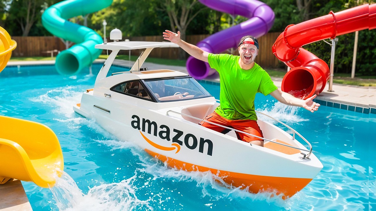 I Built a Backyard Waterpark Using ONLY AMAZON! - YouTube