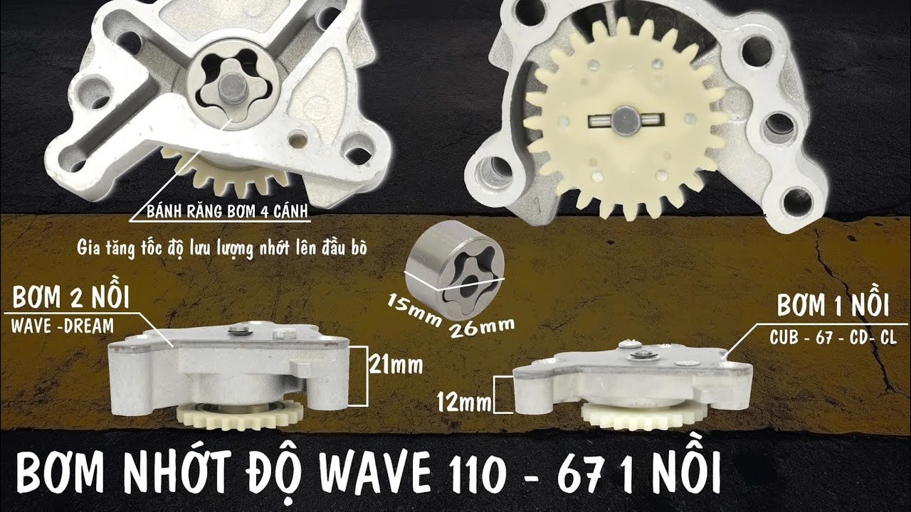 🧨 200k Ổ BƠM NHỚT RỜI 110 ĐỘ 4 CÁNH SUM RACING HỆ WAVE DREAM 2 NỒI ...