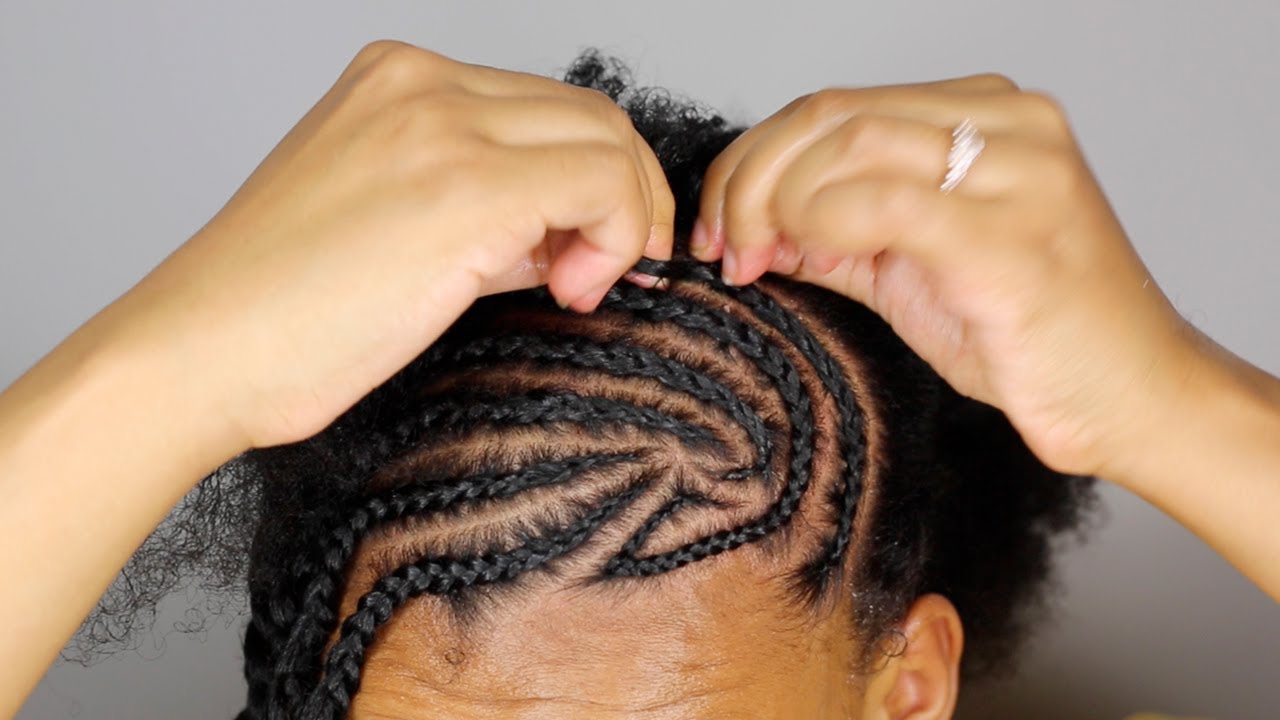 Side Cornrows With Twists Watch Me Cornrow My Own Natural Hair - YouTube