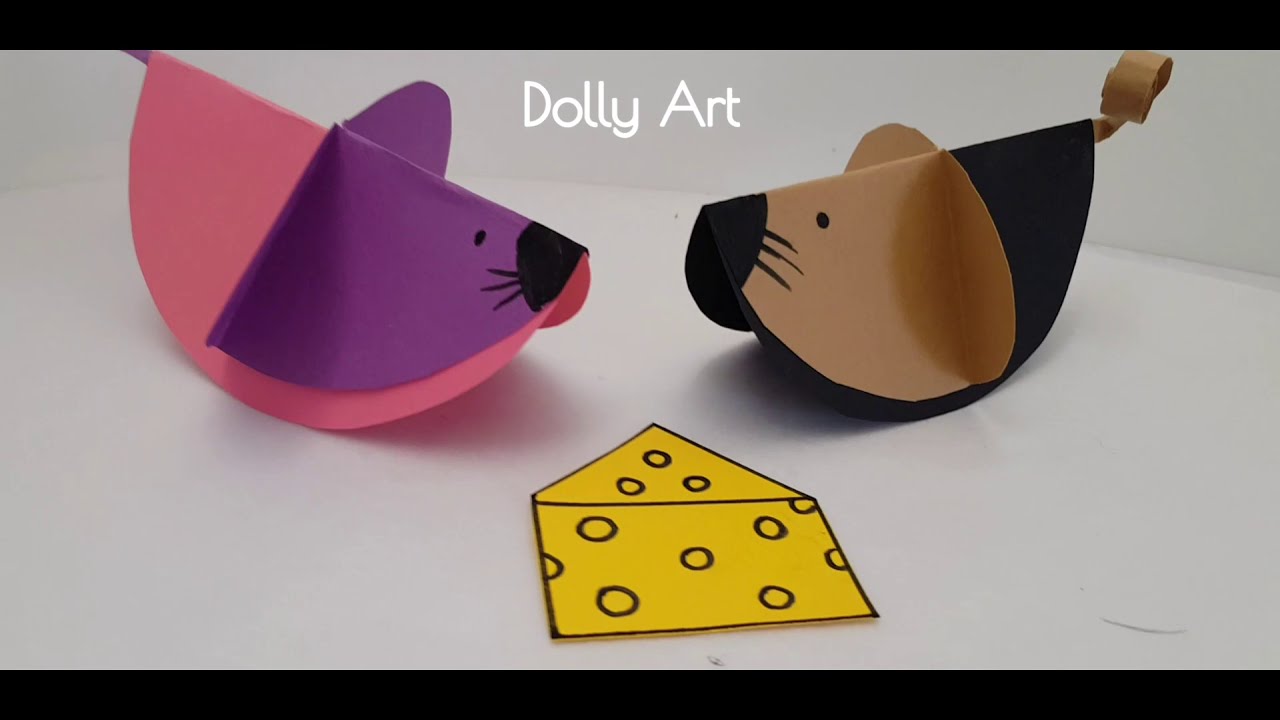3D Mouse Craft: How To Make a 3D Paper Mouse For Kids #DollyArt - YouTube