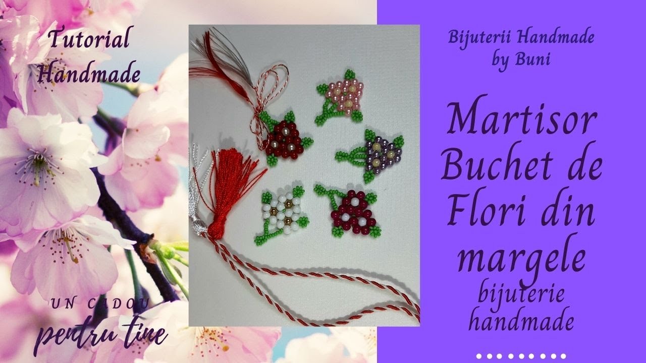 Flori in buchet martisor handemade din margele - YouTube