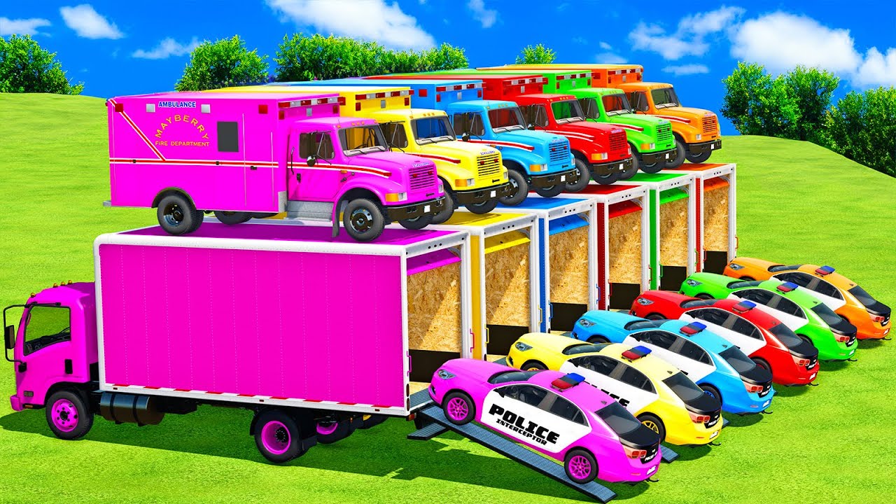 TRANSPORTING COLORS OF FORD AMBULANCES & CHEVROLET POLICE CARS WITH ...