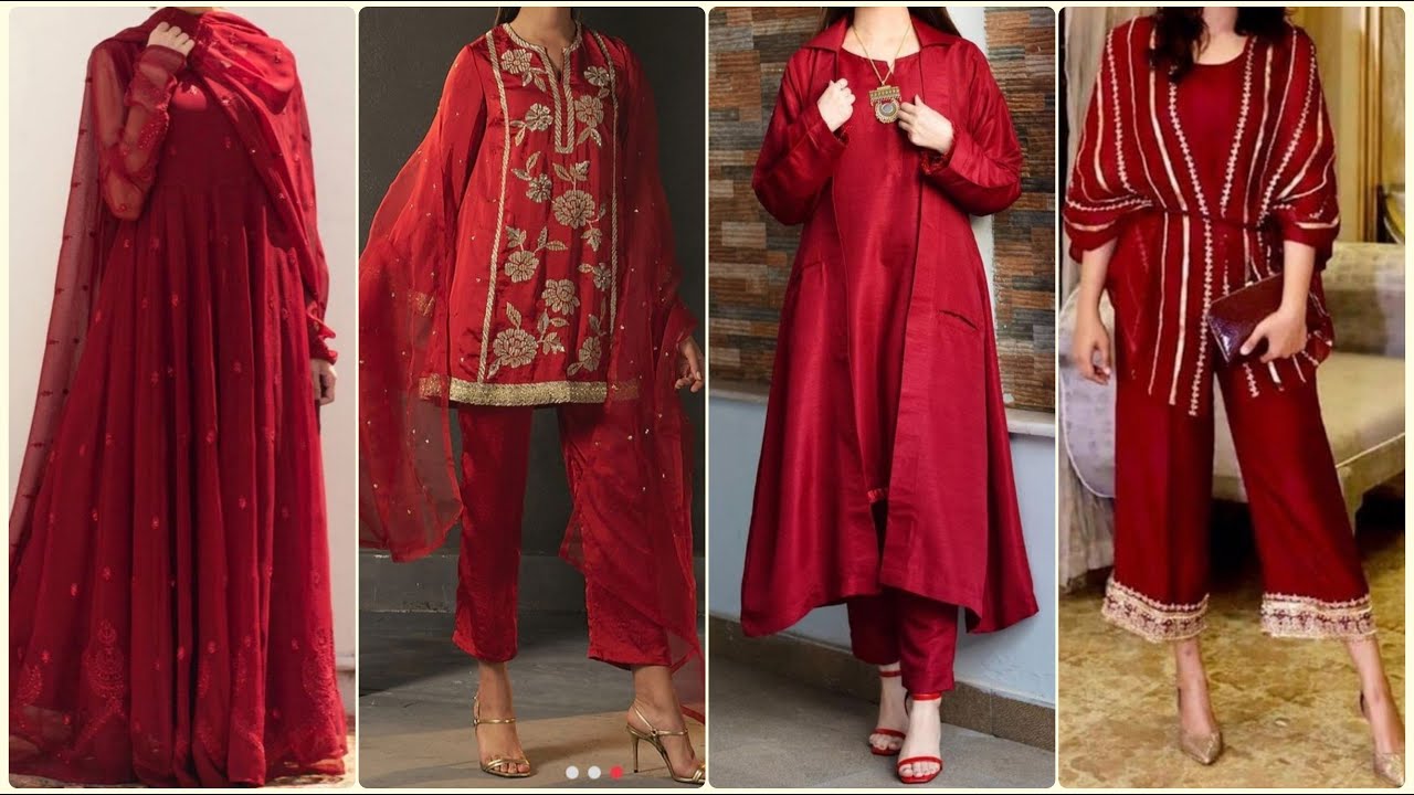 Trendy Top 50 Red Dress Design| Red Party Wear Suit| Red Anarkali Dress ...
