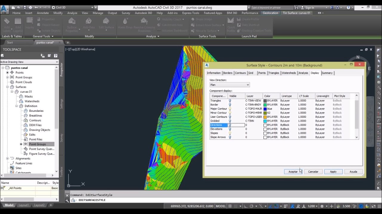 DISEÑO DE CANAL ABIERTO CON CIVIL 3D Y HCANALES (CURVAS DE NIVEL) PARTE ...