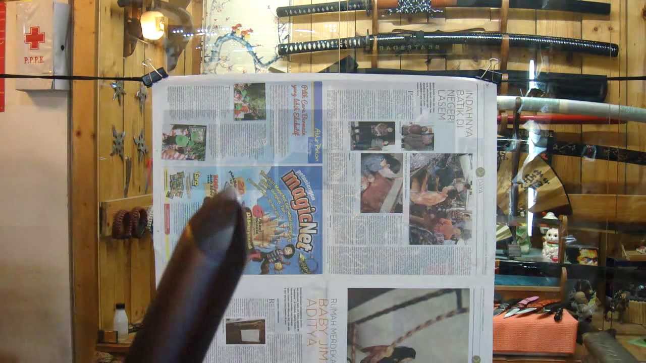 How to Slice Cut Newspaper using wooden sword bokken, or other dull ...