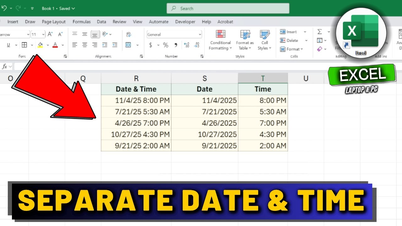 How to Separate Date and Time in Excel - YouTube