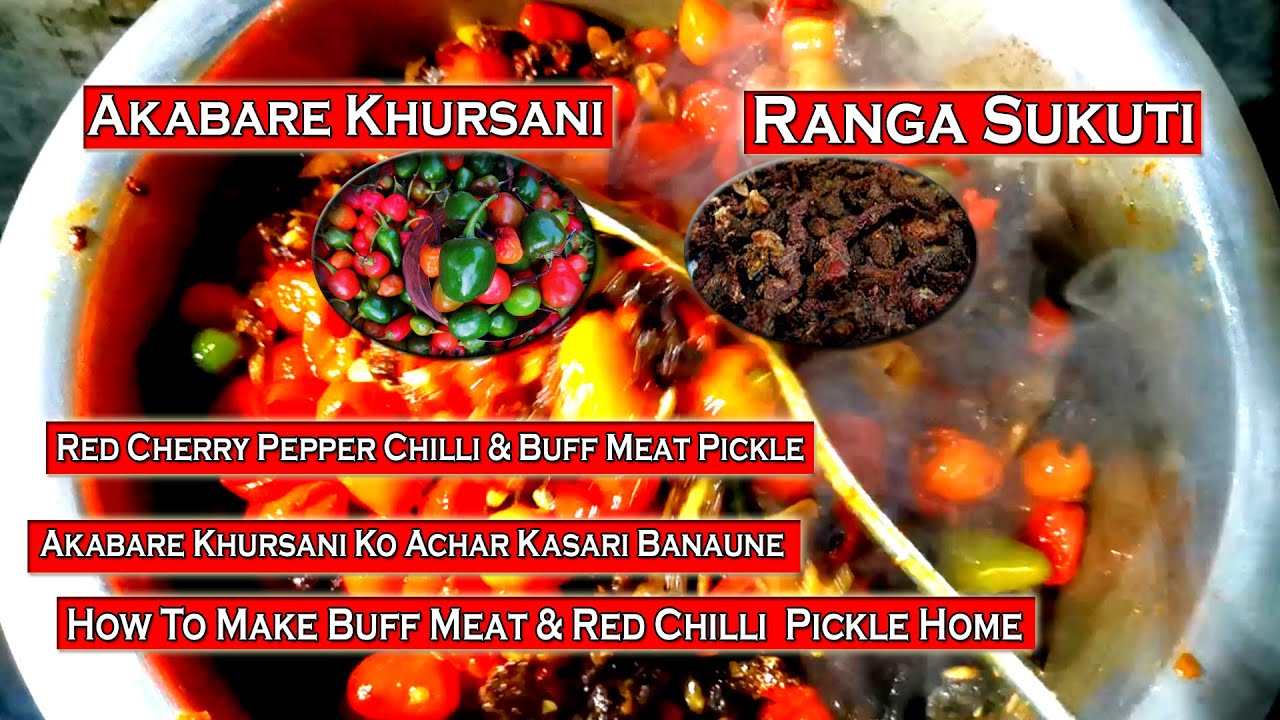 How To Make Buff Meat & Red Chilli Pickle Home | Akabare Khursani Ko ...