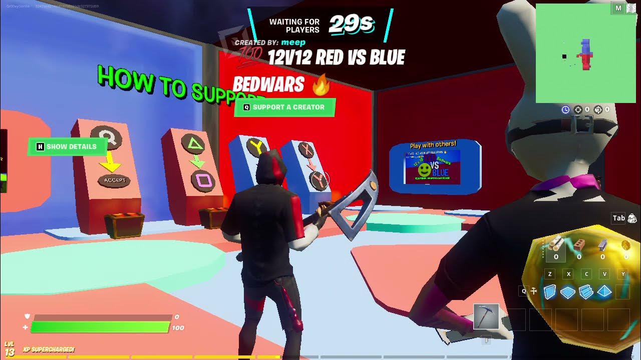 💯 12V12 RED VS BLUE BEDWARS 🛌 By meep - Fortnite Creative Mode Featured Custom Island Map - Code ...