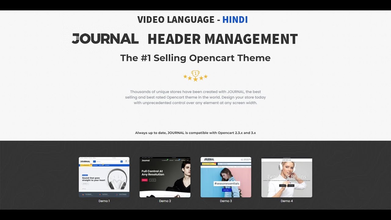 Journal Theme demo 7 Full Header Management | OpenCart 3 | Part - 1 ...