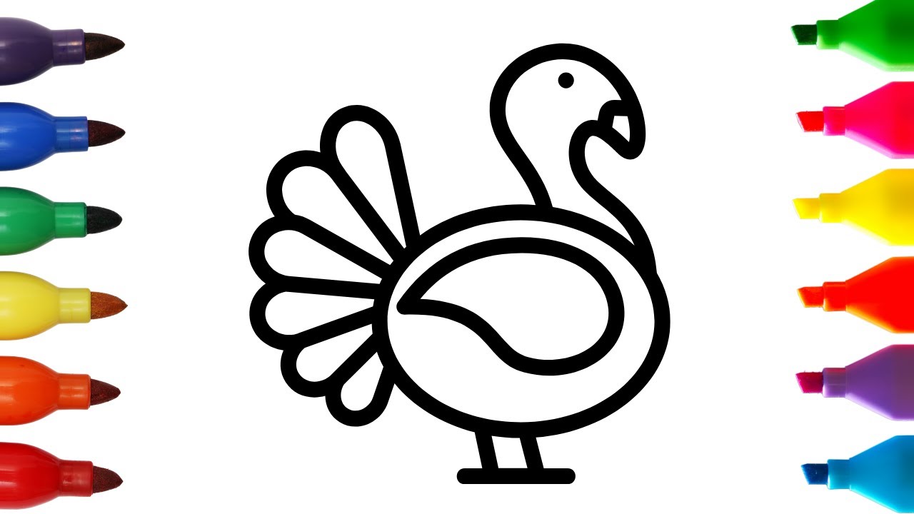 How To Draw Cute Turkey Drawing,Painting & Coloring For Kids and ...