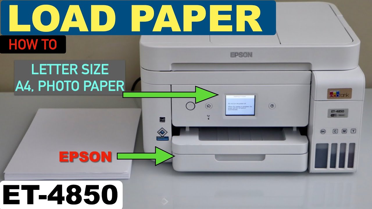 Epson Ecotank ET 4850 Loading Paper Tray With Letter Size A4 Or Photo