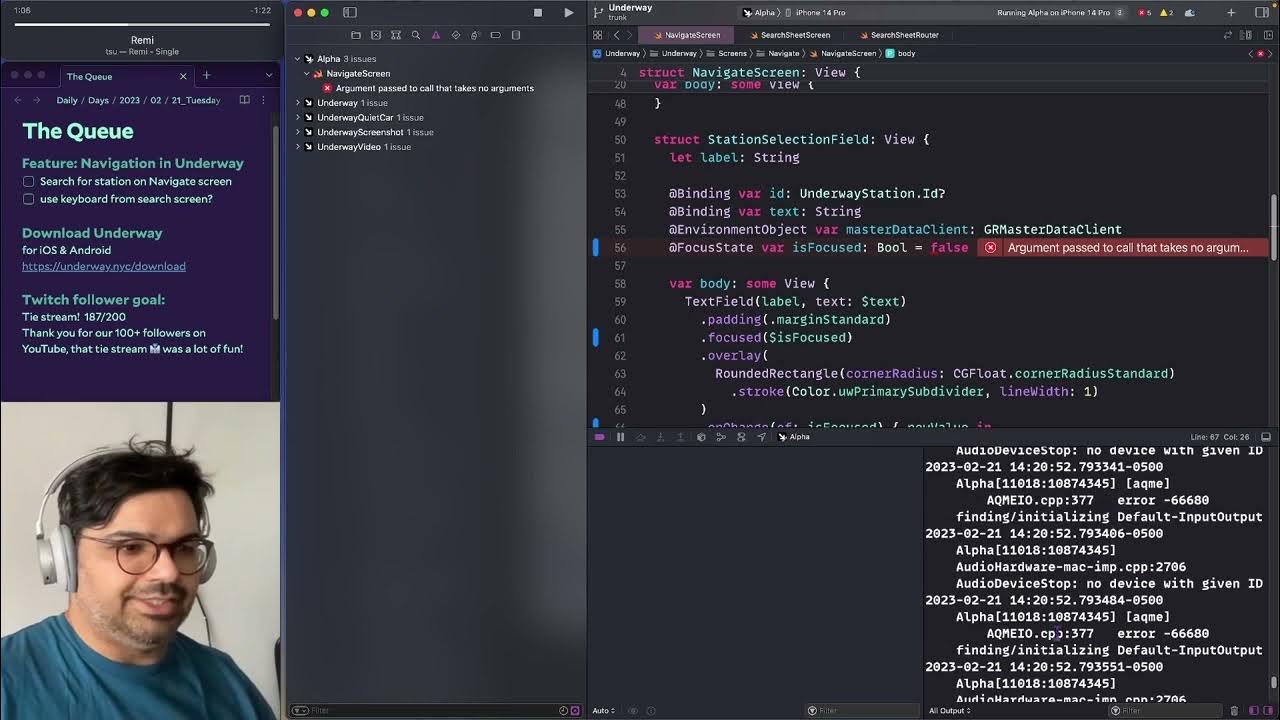 💜 Building a new feature in Underway iOS, real-time subway app for NYC! Tuesday, February 21 ...