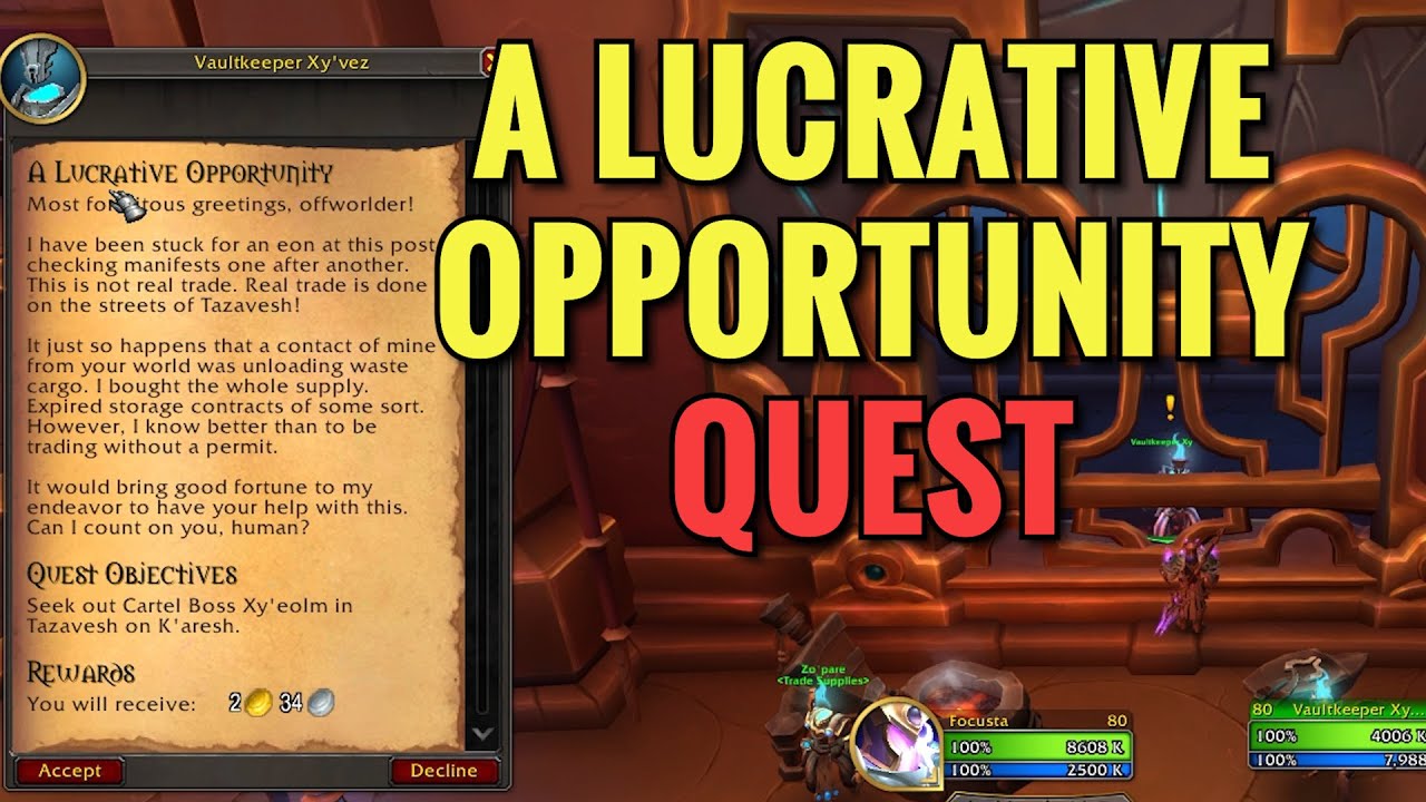 A Lucrative Opportunity Quest (WoW TWW) - YouTube