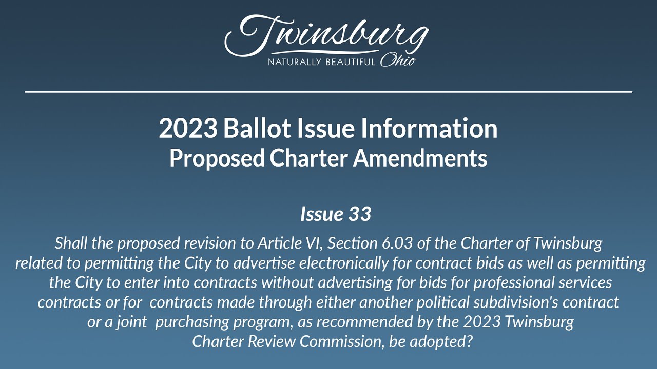 City of Twinsburg Proposed Charter Amendments - Issue 33 - YouTube