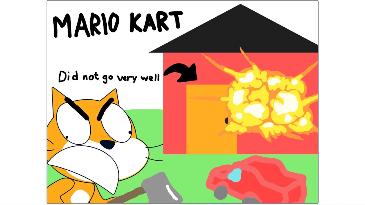 Scratch Cat Plays MARIO KART | Scratch Movie - YouTube