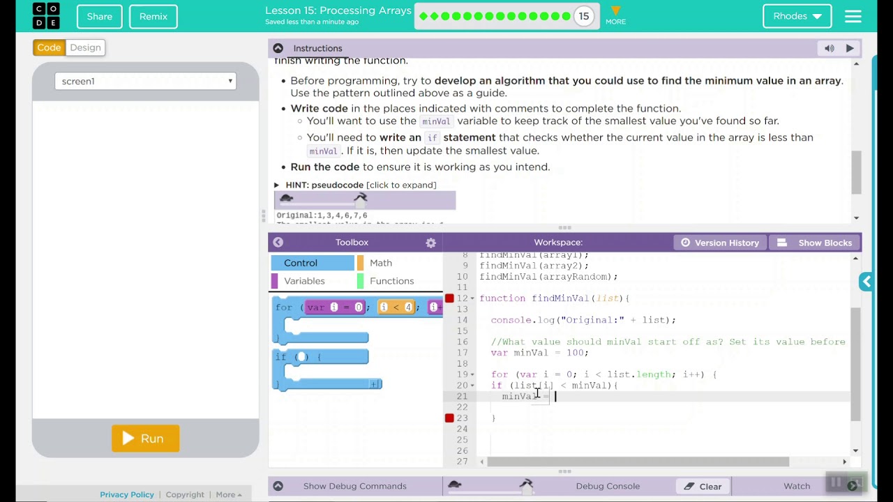 Unit 5 - Lesson 15 #15: Reusing A Function Pattern: Find Minimum - YouTube
