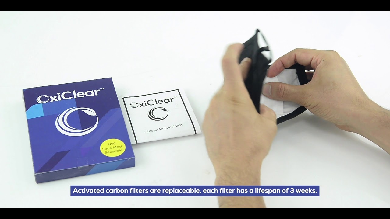 OxiClear N99 Face Mask with 2 Activated Carbon Filters, Washable ...